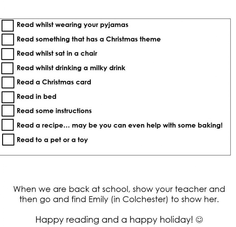 The Castle School - December Reading Challenge